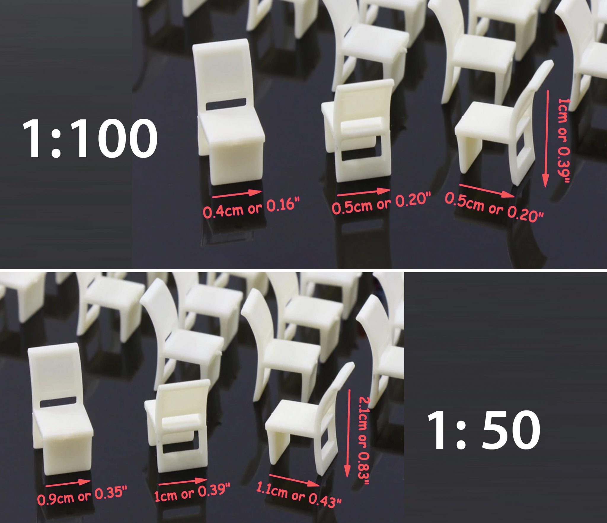 Normal White Chairs 1:50-1:100 | 4pcs – Croco