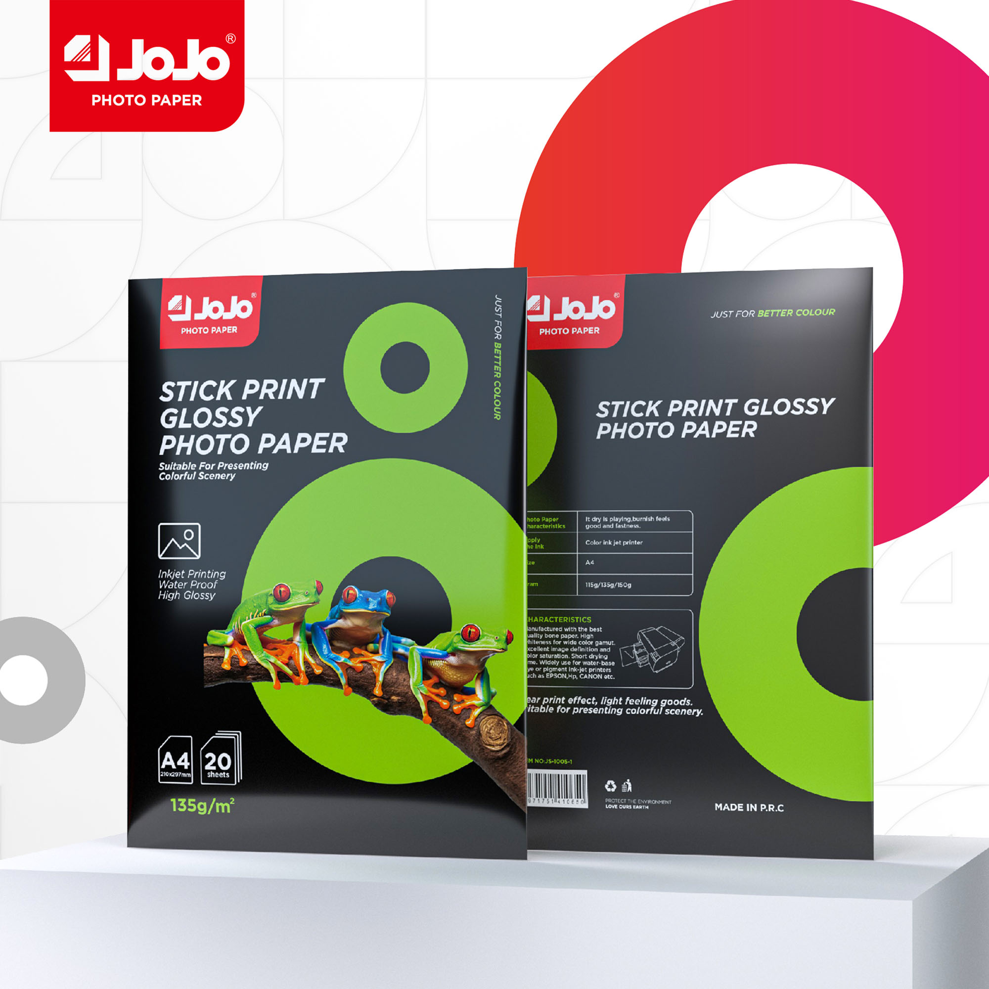 ورق جوجو لاصق لامع JoJo Inkjet Sticker Paper 135 g - 20 sheets A4 ...
