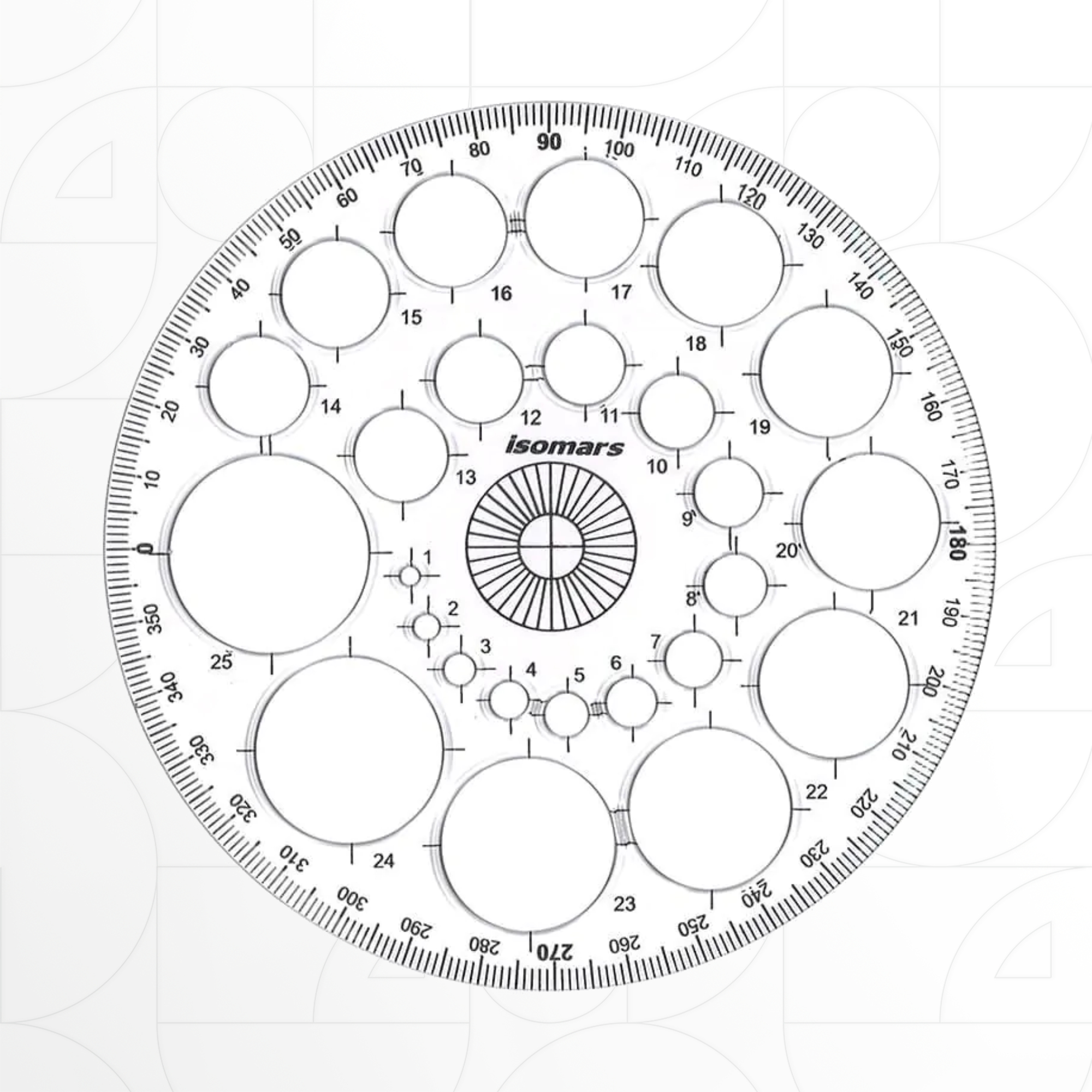 isomars Pro Circle Protractor 360° with 25 Circles - Croco Store متجر كروكو